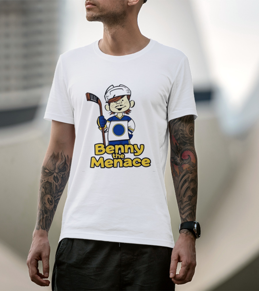 Zach Benson Benny The Menace Sabres Hockey Player Cartoon T-Shirt