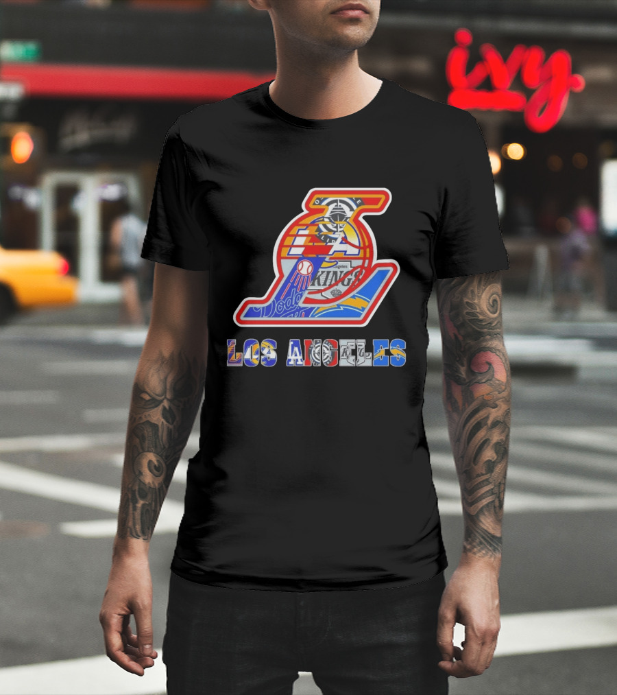 Los Angeles Dodgers Lakers Kings Chargers Sports Team Mashup T-Shirt