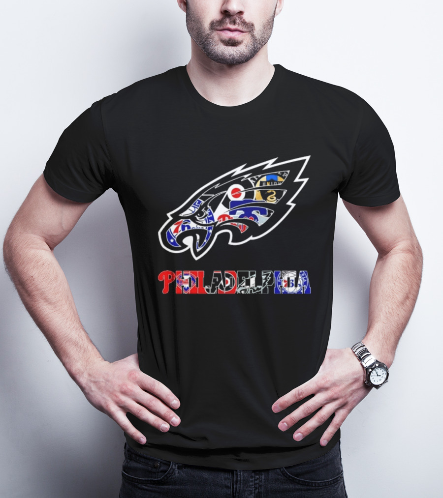 Philadelphia Sports Teams Logos Mashup Eagles Phillies Flyers Sixers Union T-Shirt