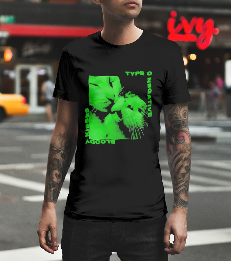 Type O Negative Cat Kissing Kisses Bloody T-Shirt