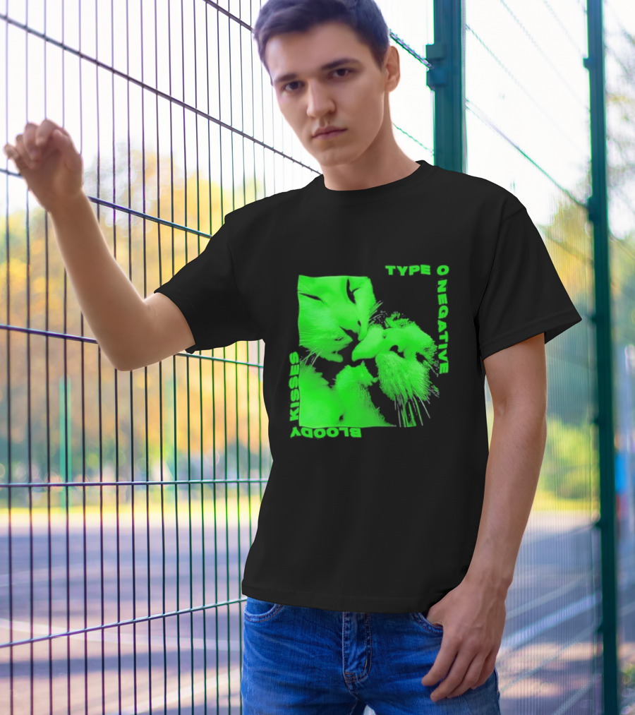 Type O Negative Cat Kissing Kisses Bloody T-Shirt