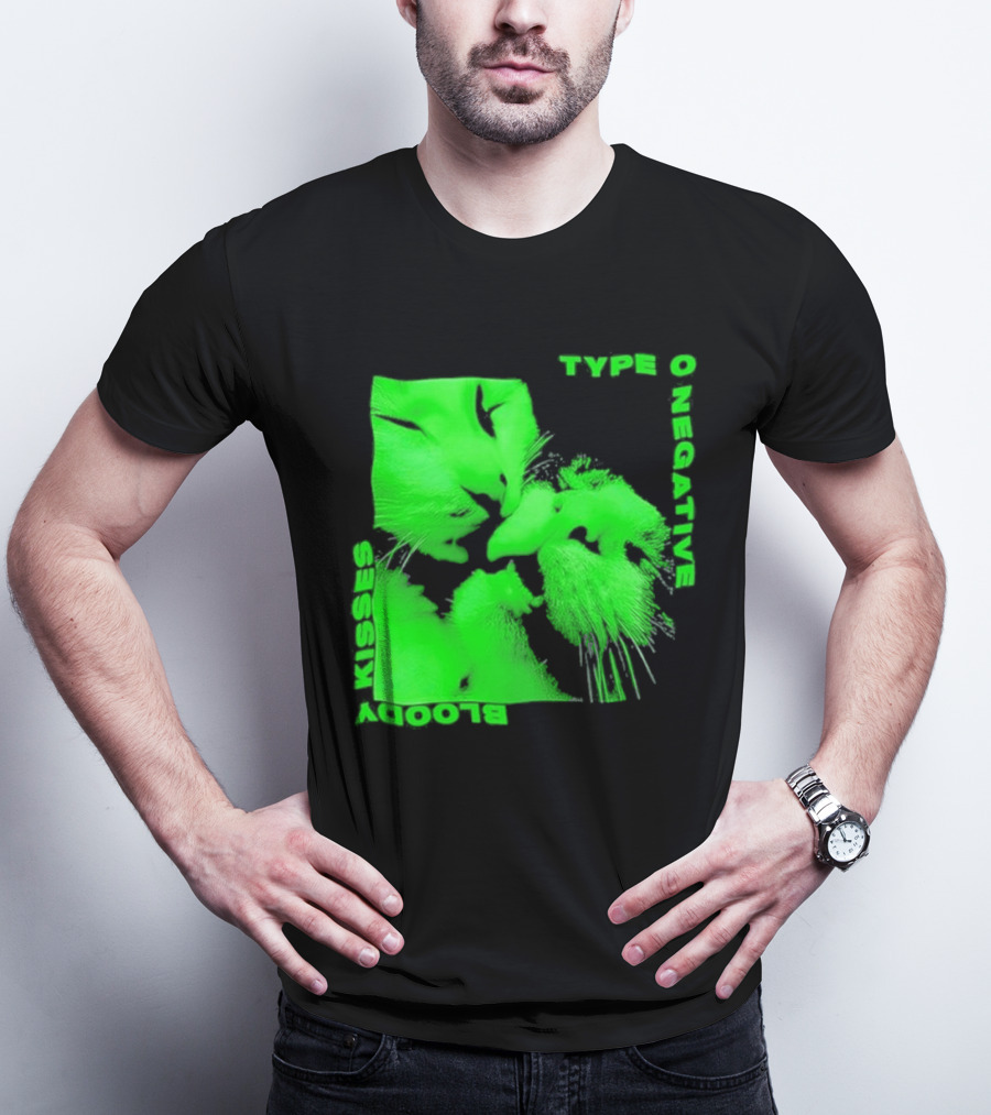 Type O Negative Cat Kissing Kisses Bloody T-Shirt
