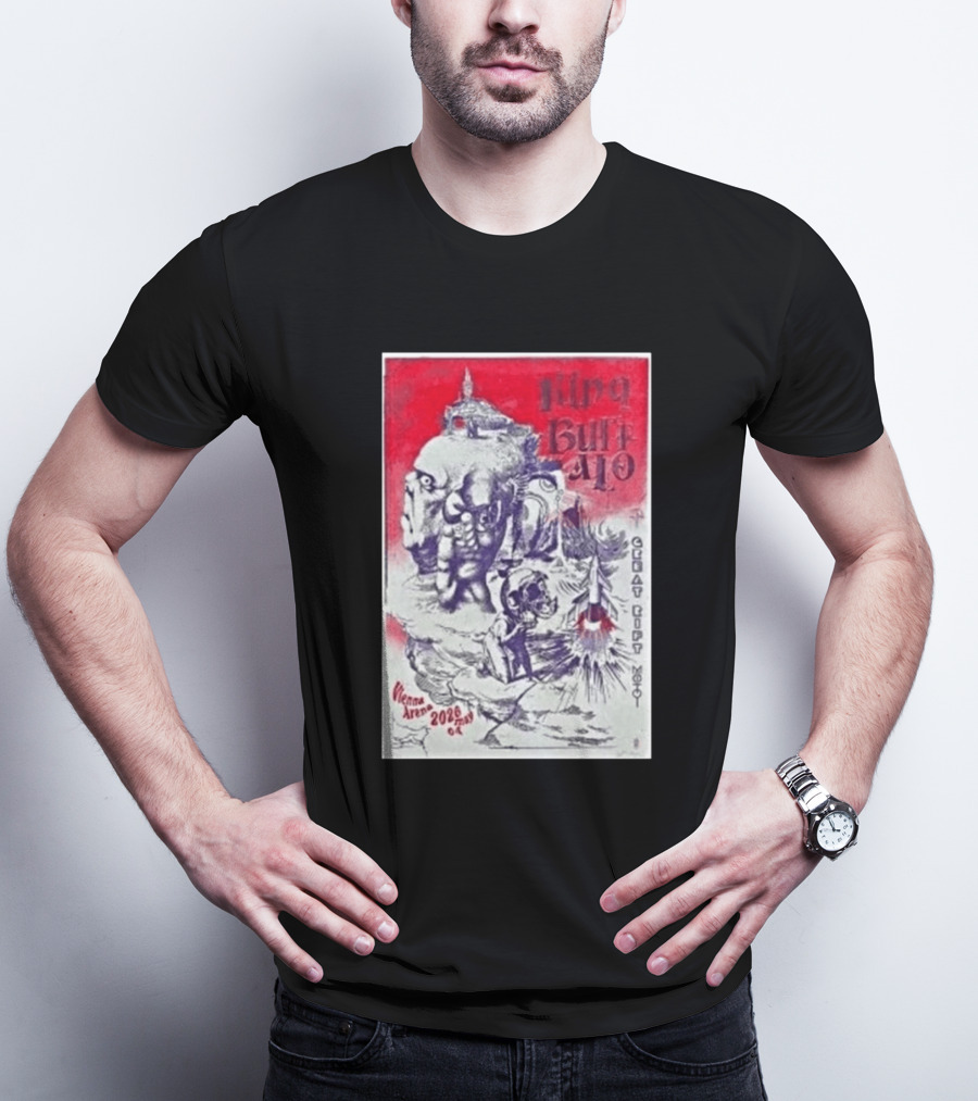 King Buffalo Vienna Arena May 4 2026 Concert Art Featuring Surreal Imagery And Space T-Shirt