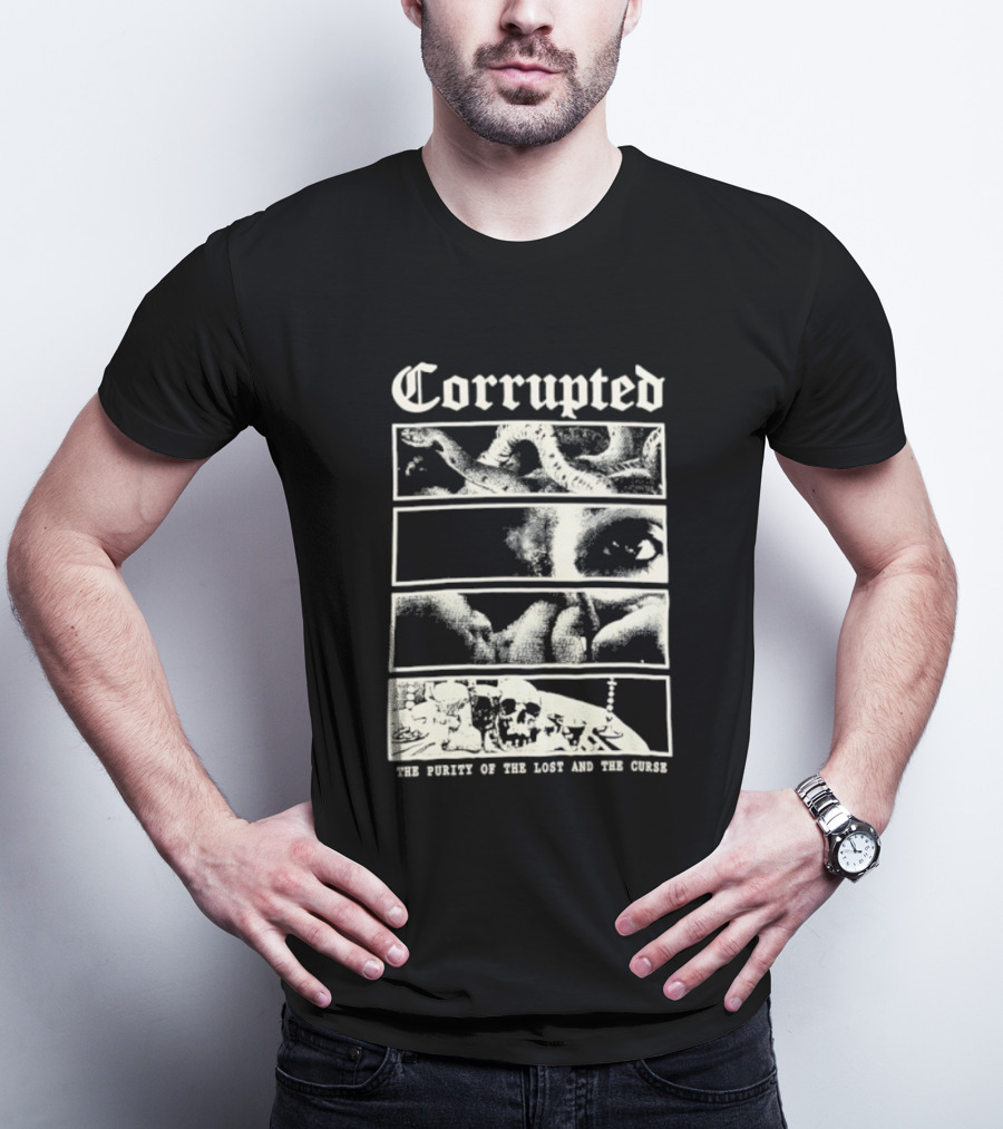 Corrupted The Purity Of The Lost And The Curse Eerie Monochrome Eye Panels T-Shirt