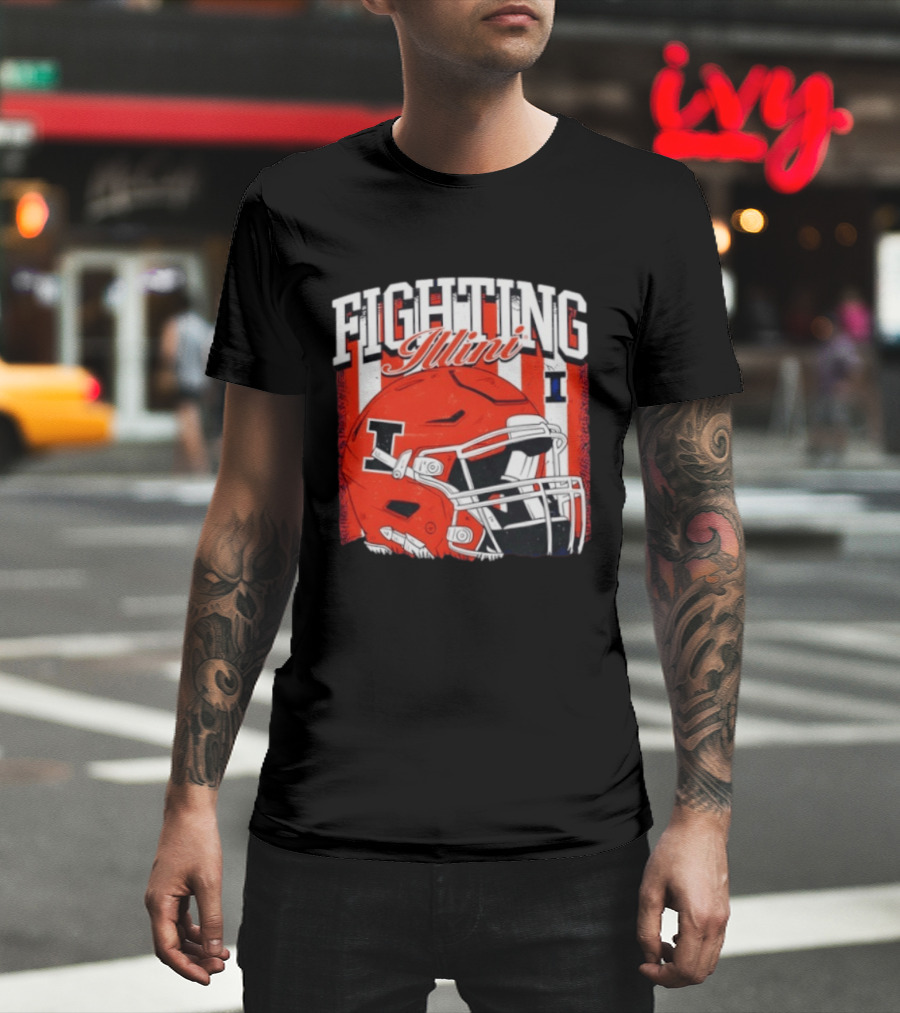 Fighting Illini NCAA Football Illinois Helmet T-Shirt