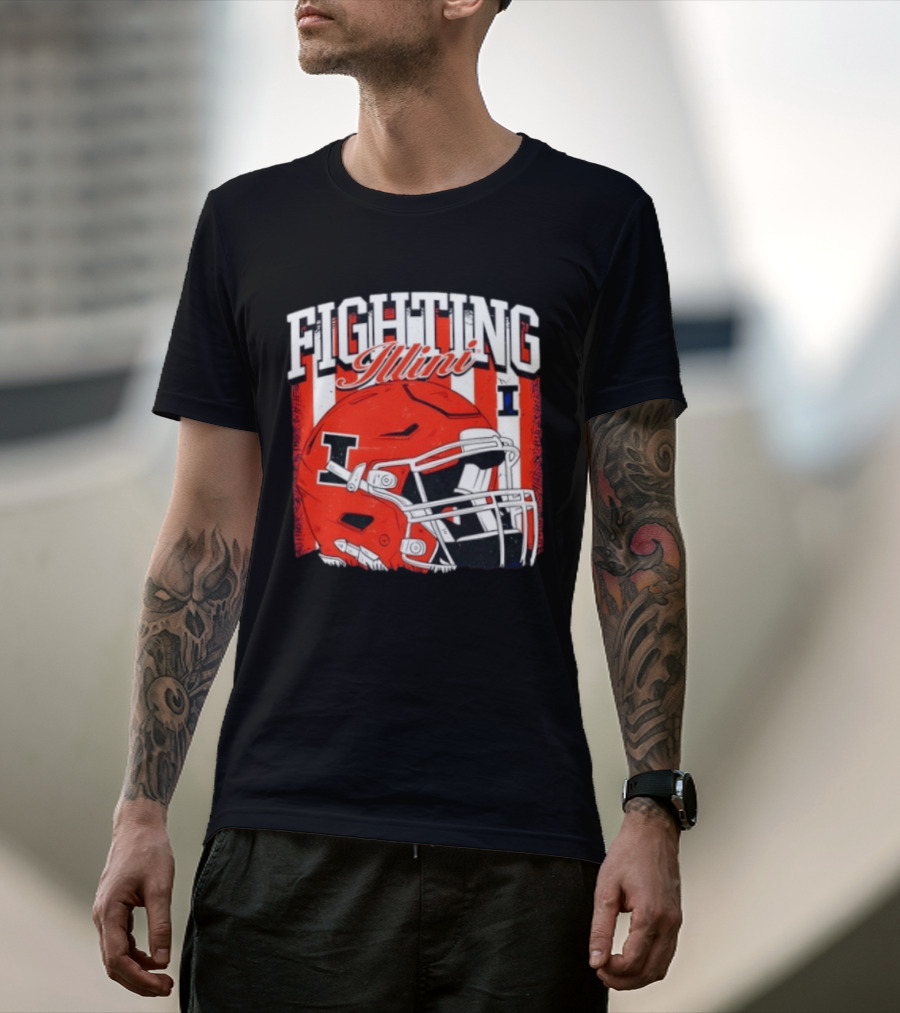 Fighting Illini NCAA Football Illinois Helmet T-Shirt