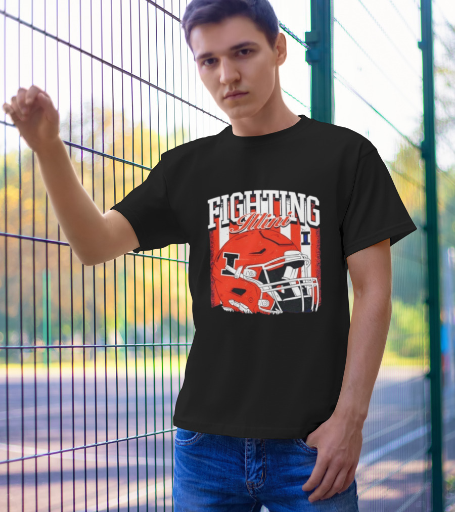 Fighting Illini NCAA Football Illinois Helmet T-Shirt