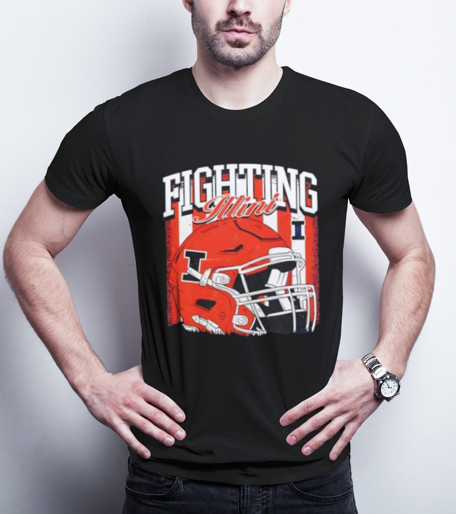 Fighting Illini NCAA Football Illinois Helmet T-Shirt