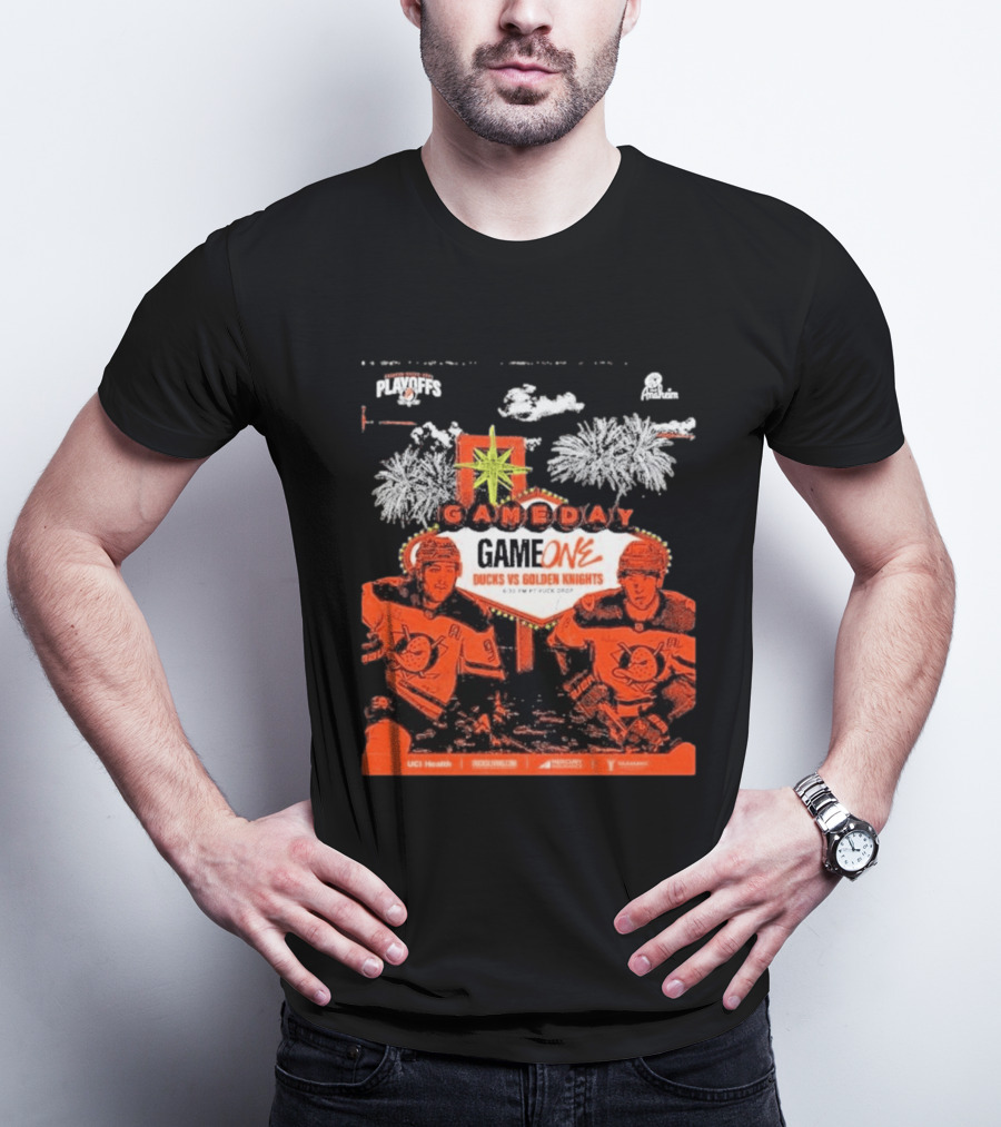 NHL Playoffs Gameday Game One Ducks Vs Vegas Golden Knights 10:30 PM Puck Drop T-Shirt