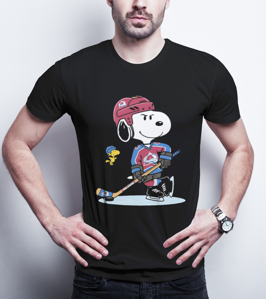 Snoopy Woodstock Colorado Avalanche NHL Hockey Peanuts Collaboration T-Shirt