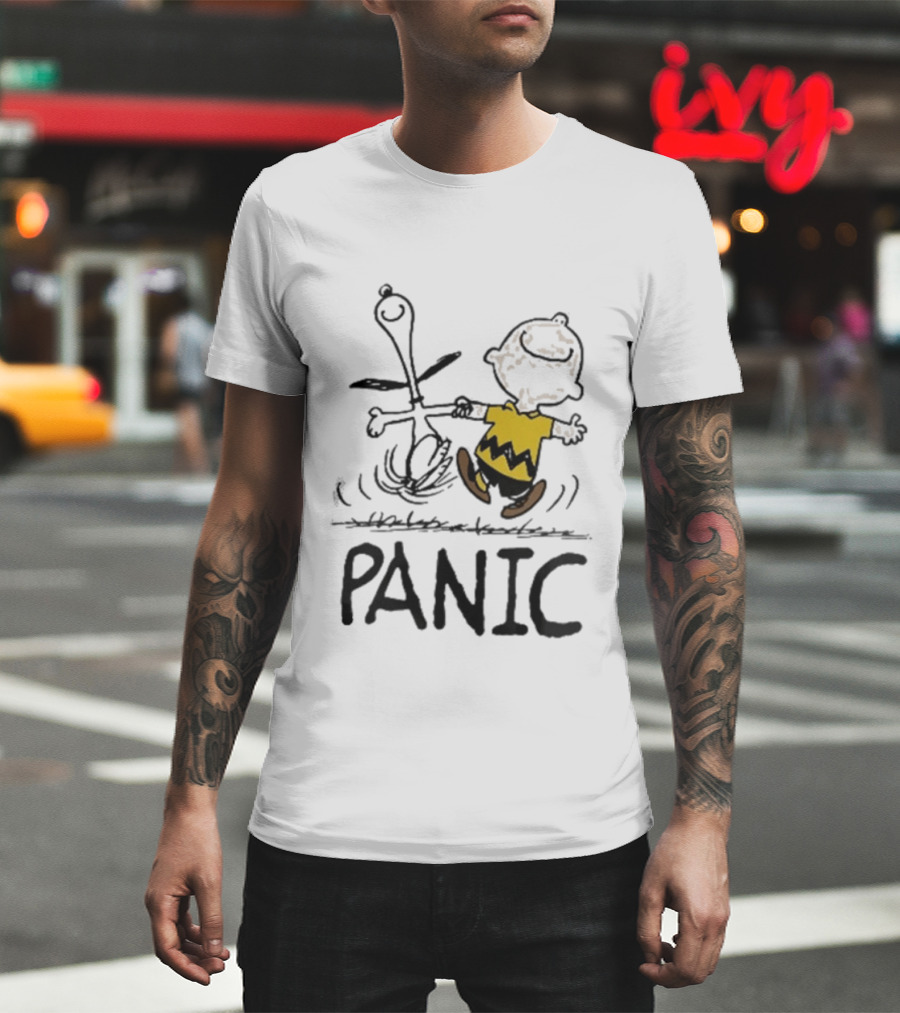 Charlie Brown Snoopy Panic Sometimes A Dog Is As Good As Any Man Peanuts Comic Strip Fun T-Shirt