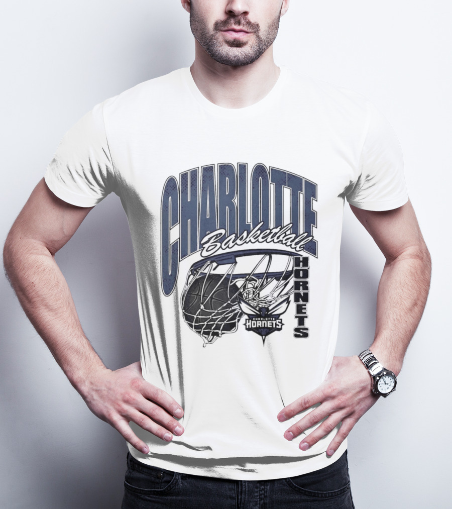 Charlotte Hornets Basketball Script Swish Iconic NBA Team T-Shirt