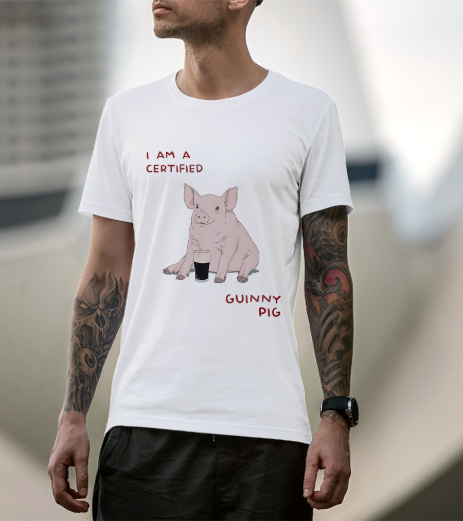 I Am Certified Guinny Pig With Beer Glass T-Shirt