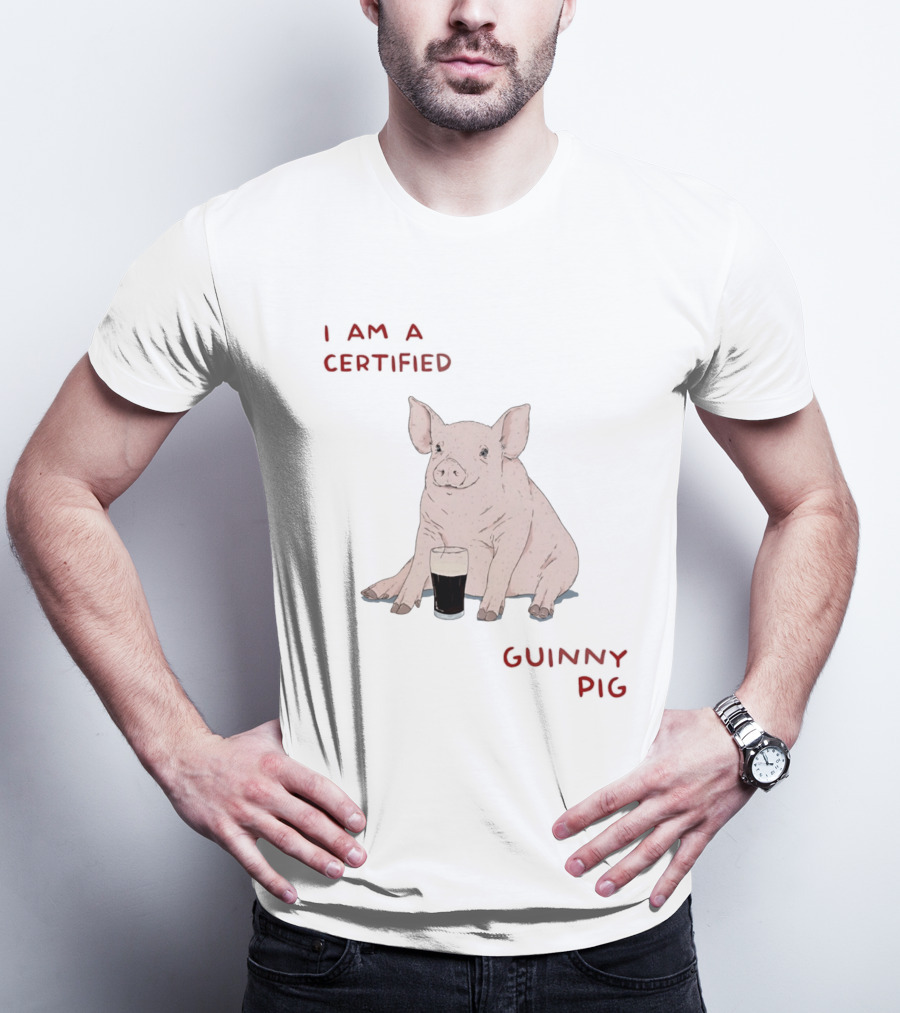 I Am Certified Guinny Pig With Beer Glass T-Shirt