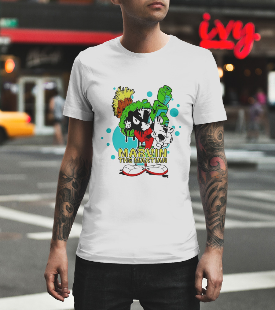 Marvin The Martian Retro Cartoon Character With Ray Gun T-Shirt