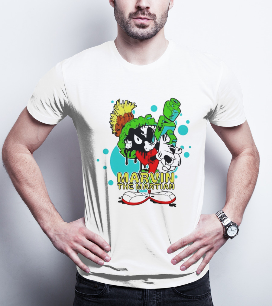 Marvin The Martian Retro Cartoon Character With Ray Gun T-Shirt