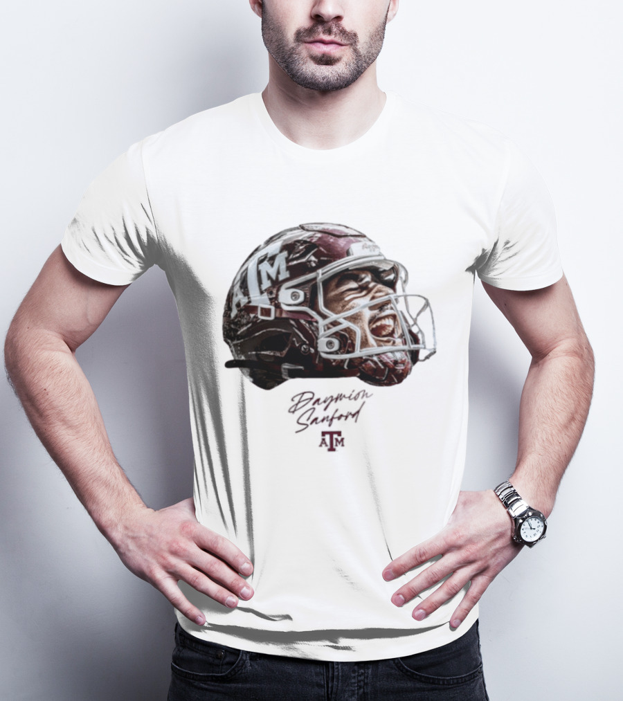 Texas A&M Aggies Football Helmet Game Face Daymion Sanford NCAA T-Shirt