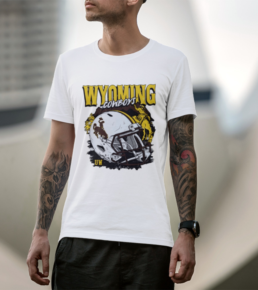 Wyoming Cowboys UW Football Helmet NCAA T-Shirt