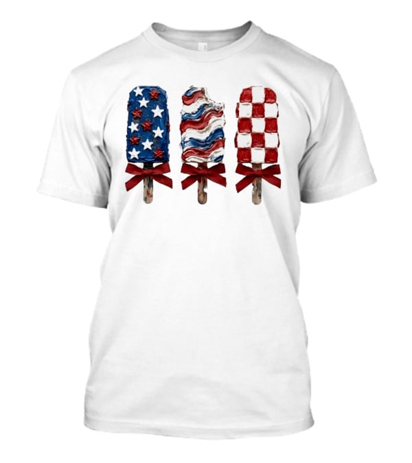 Patriotic Popsicle Stars Stripes Red White Blue T-Shirt