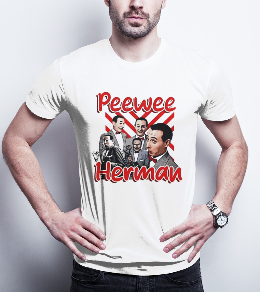 Peewee Herman Iconic Characters Collage Red And Black T-Shirt