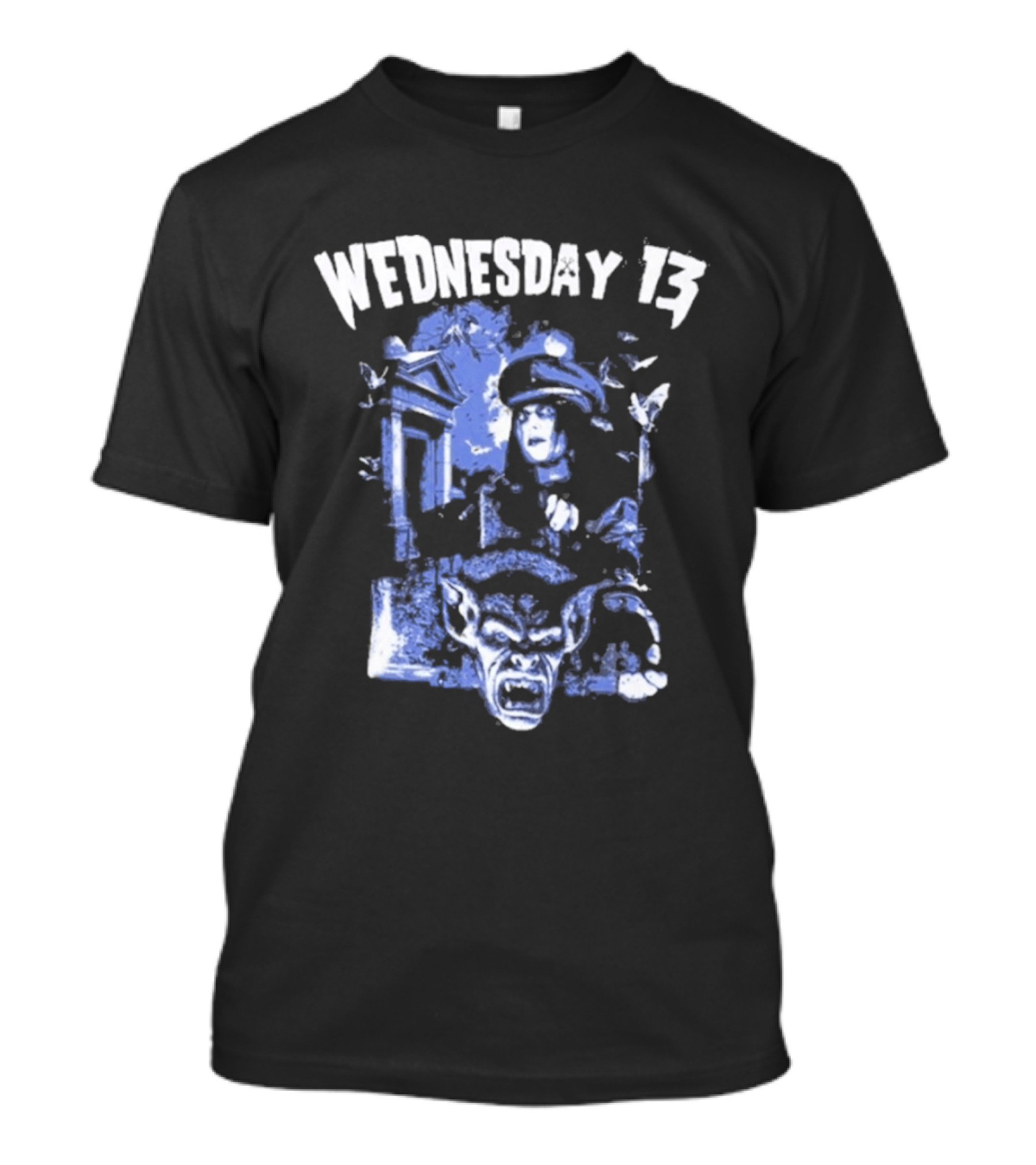 Wednesday 13 Horror Cemetery Blue Monster Scene T-Shirt
