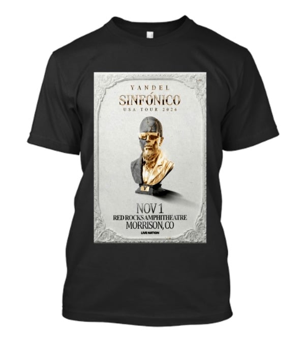 Yandel Sinfónico USA Tour 2026 Nov 1 Red Rocks Amphitheatre Morrison CO Live Nation T-Shirt