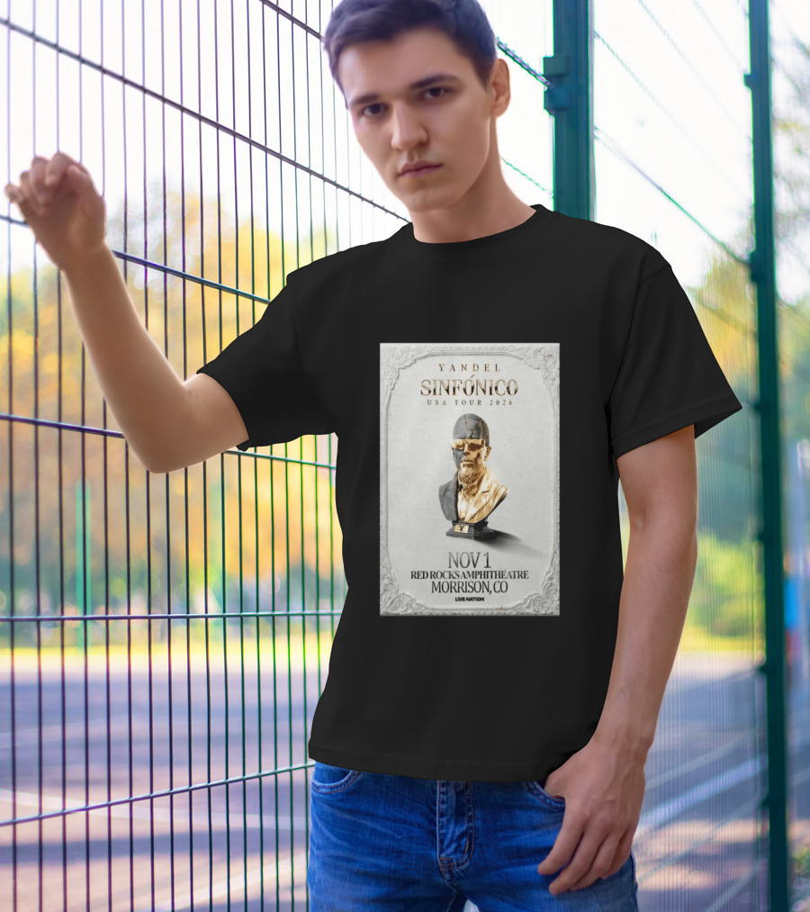 Yandel Sinfónico USA Tour 2026 Nov 1 Red Rocks Amphitheatre Morrison CO Live Nation T-Shirt