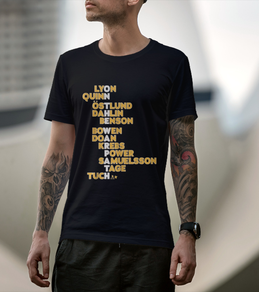 Buffalo Hockey On The Warpath Lyon Quinn Östlund Dahlin Benson Buffalo 2026 T-Shirt
