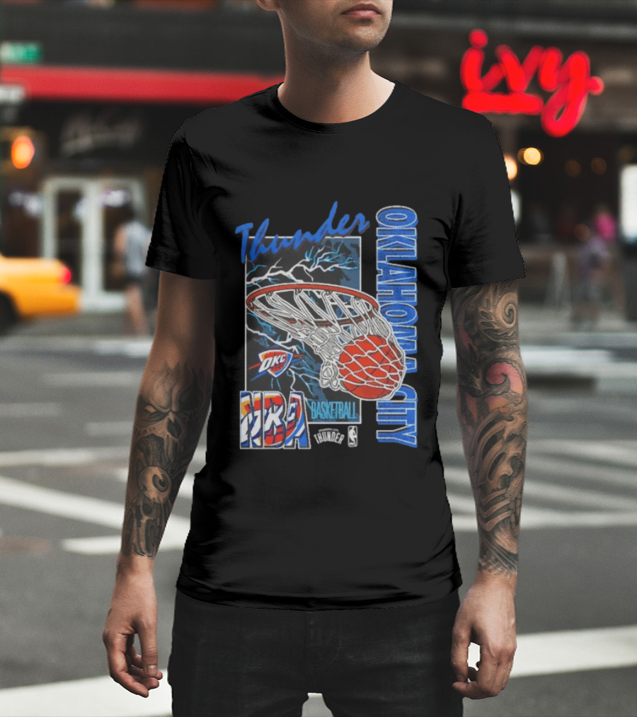 Oklahoma City Thunder NBA Basketball Net Lightning OKC T-Shirt