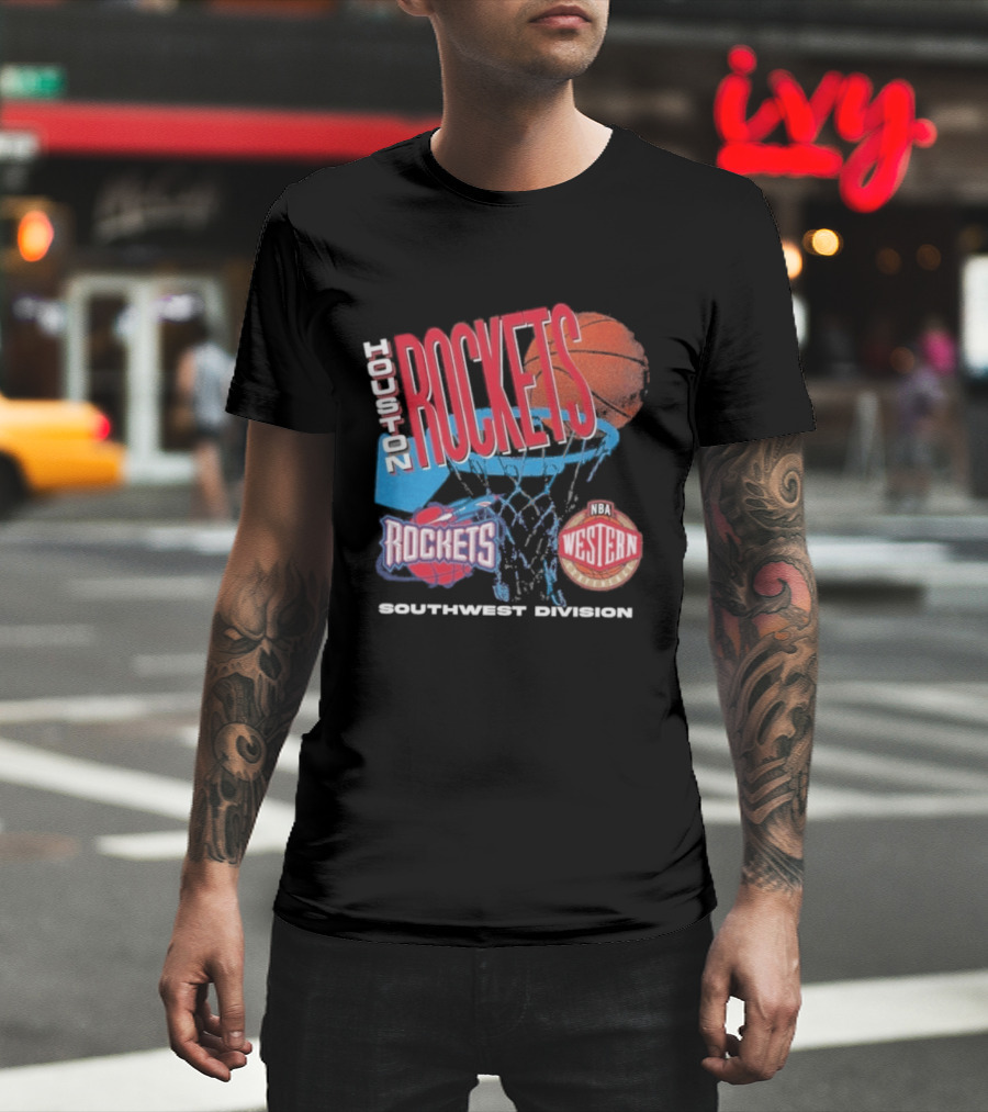 Houston Rockets Southwest Division NBA Western Hardwood Classics 90s Basketball Team T-Shirt