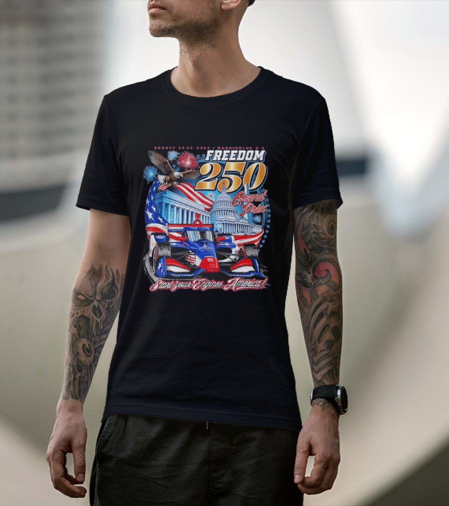 Freedom 250 Grand Prix Start Your Engines America Capitol Eagle Racecar T-Shirt