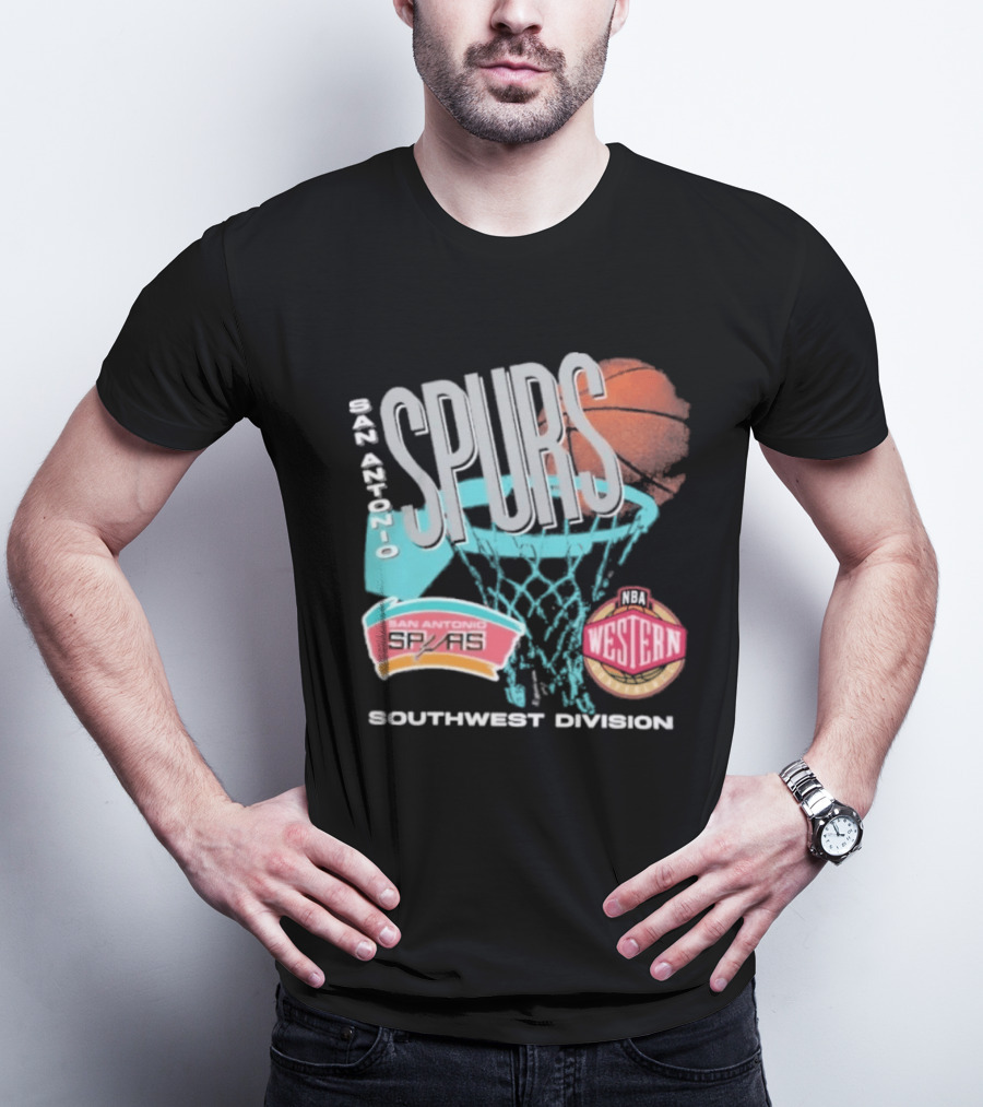 San Antonio Spurs 90s Hardwood Classics Southwest Division Western T-Shirt