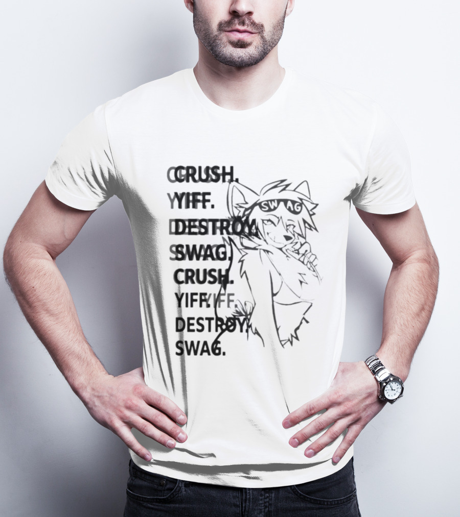 Crush Yiff Destroy Swag Fox Character Sunglasses T-Shirt