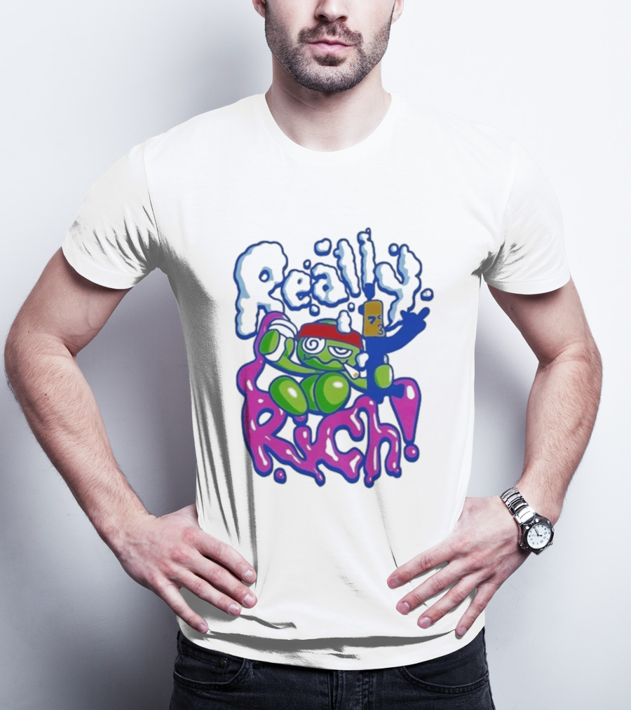 Really Rich Frog With Red Headband And Bottle T-Shirt