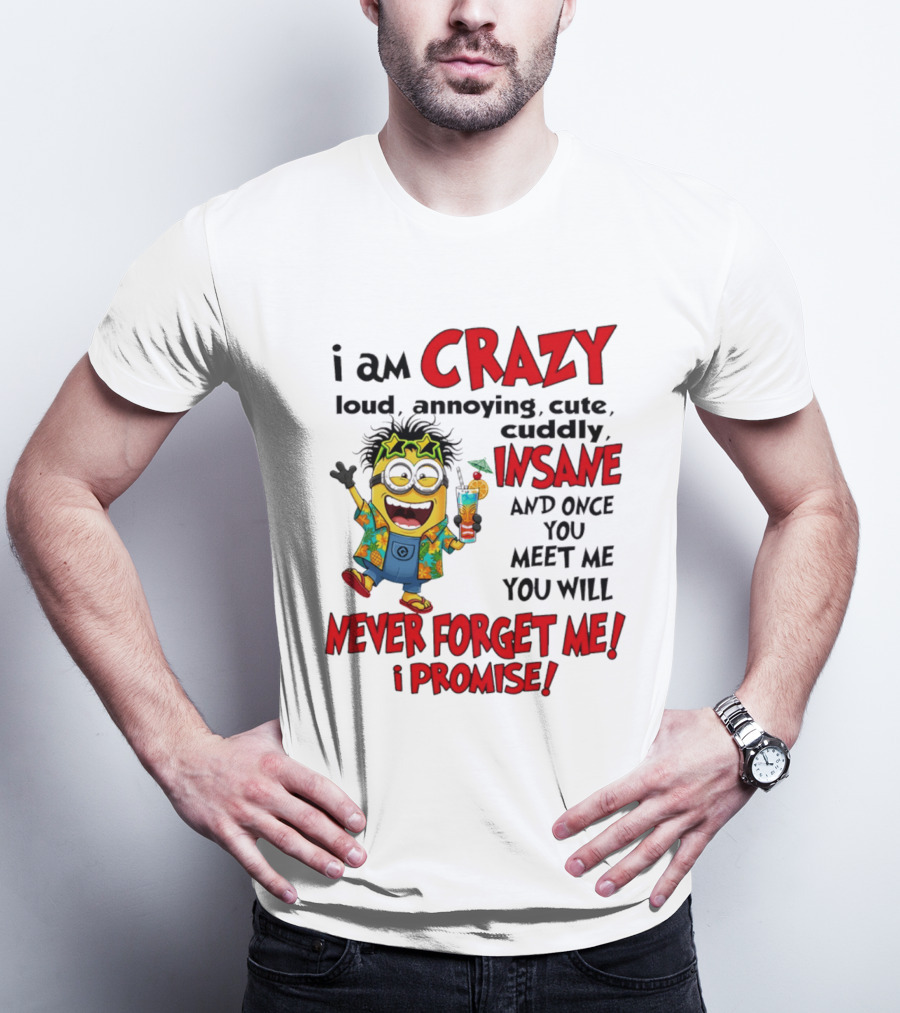 I Am Crazy Loud Annoying Cute Cuddly Insane Once You Meet Me Never Forget Promise T-Shirt