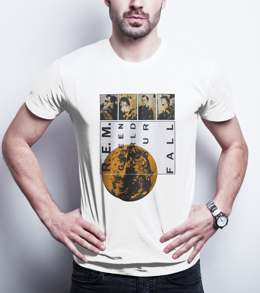 R.E.M. 1989 Green World Tour Fall Vintage Planet Band Photography T-Shirt