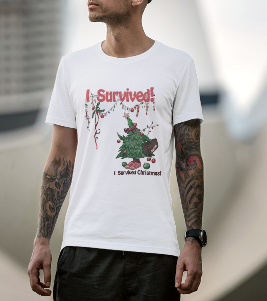 I Survived Christmas Funny Holiday Tree Celebration T-Shirt
