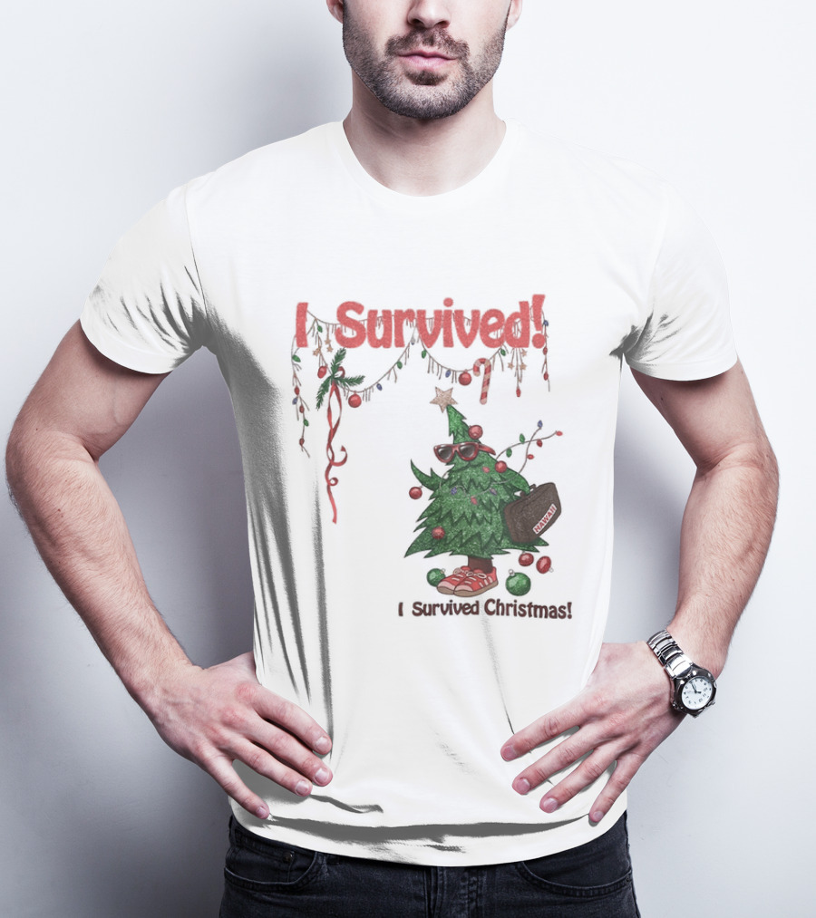 I Survived Christmas Funny Holiday Tree Celebration T-Shirt