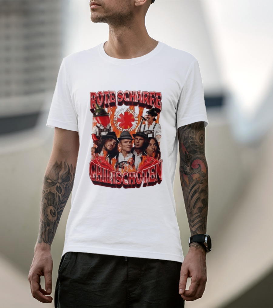 Rote Scharfe Chilischoten Lederhosen Band Mitglieder Custom T-Shirt