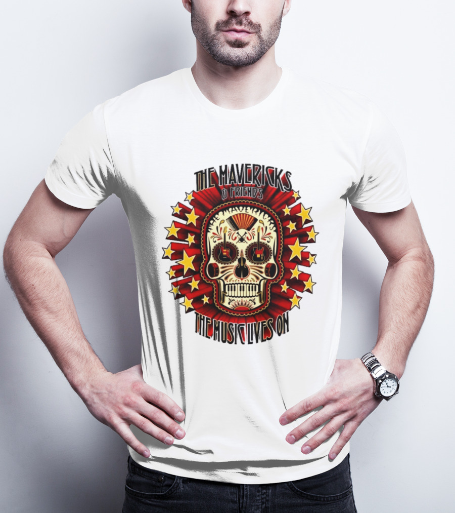 The Mavericks The Music Lives On 2026 Tour Dates Sugar Skull Stars Guitar T-Shirt
