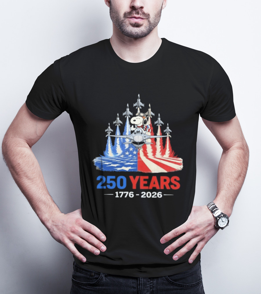 250 Years 1776 2026 Snoopy American Flag Jets T-Shirt