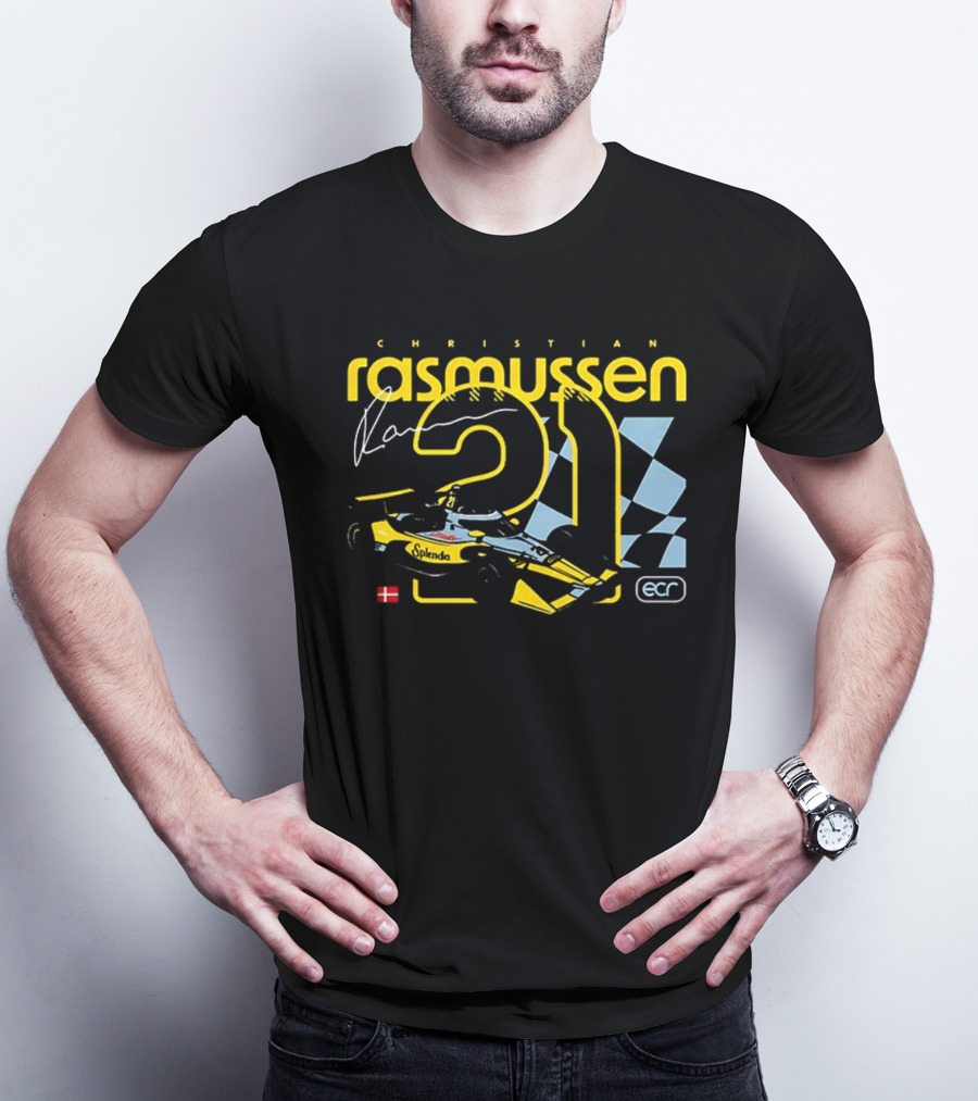 Christian Rasmussen 21 Splenda Chevrolet Racing ECR Flag Denmark T-Shirt