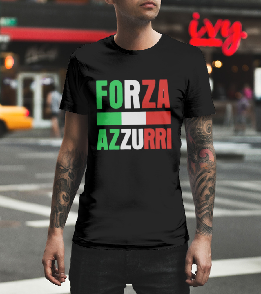 Forza Azzurri Italy Italian Flag Supporters T-Shirt