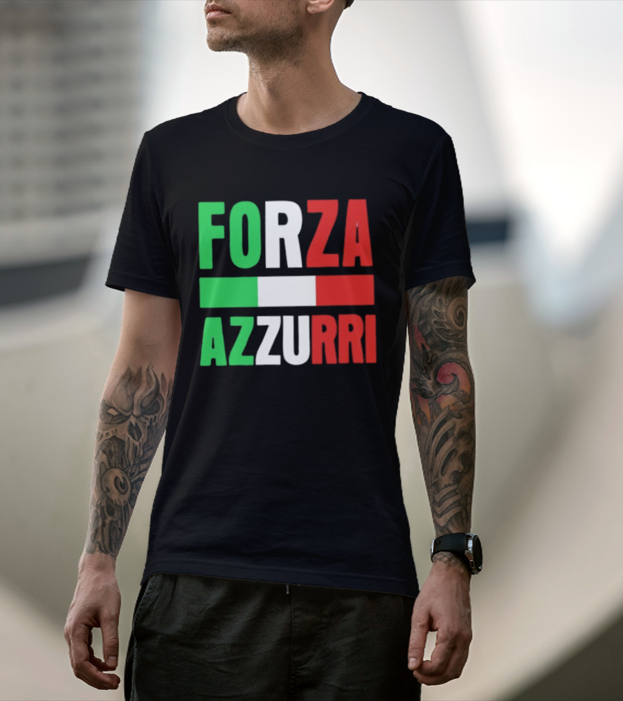Forza Azzurri Italy Italian Flag Supporters T-Shirt