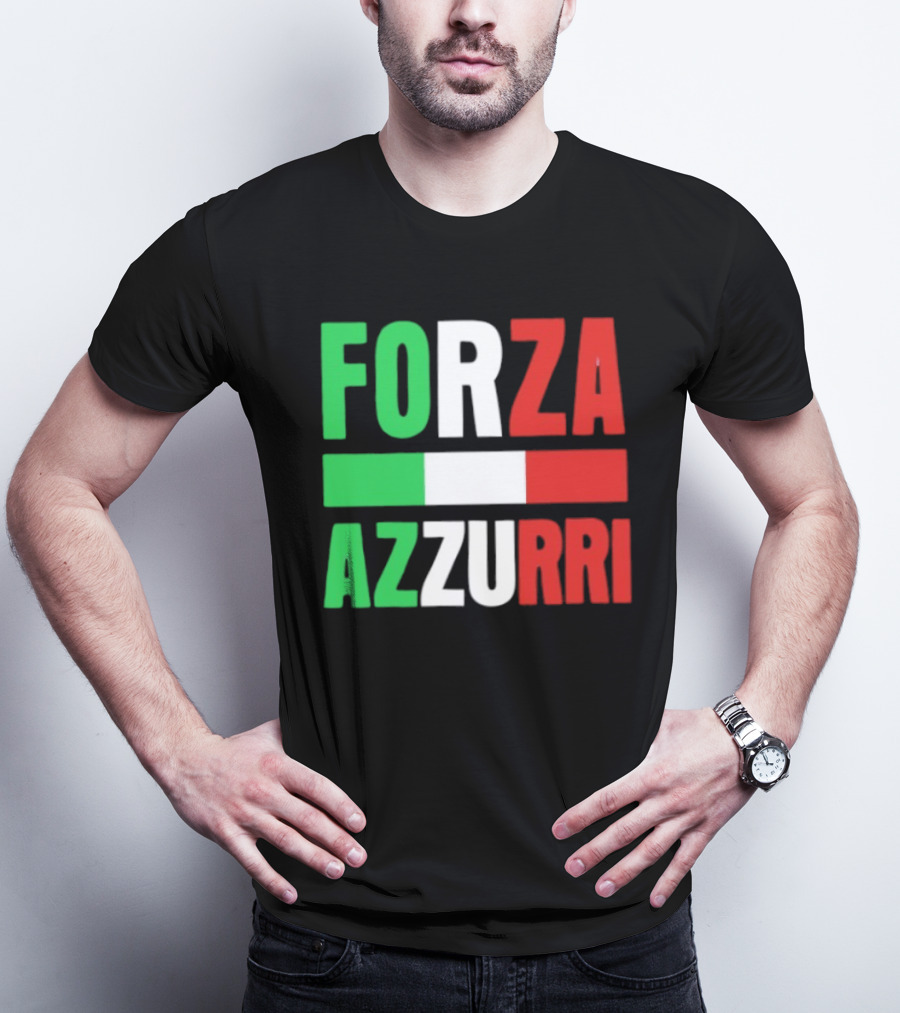 Forza Azzurri Italy Italian Flag Supporters T-Shirt