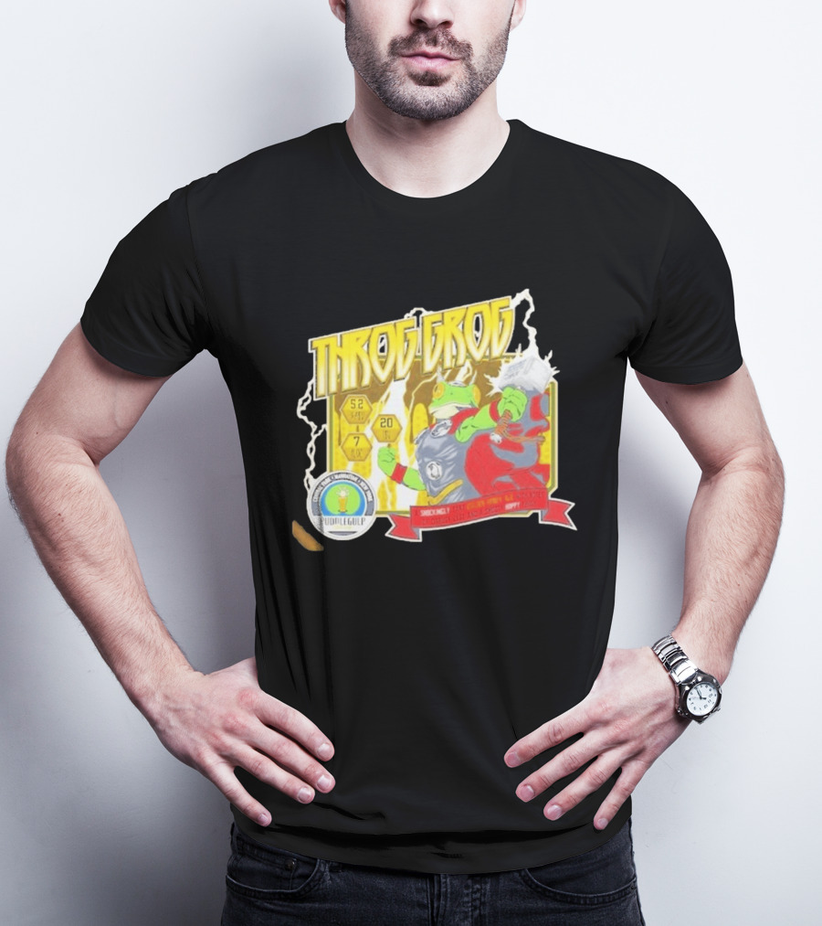 Throg Grog Puddle Gulp Superhero Frog Lightning Hammer Comic T-Shirt