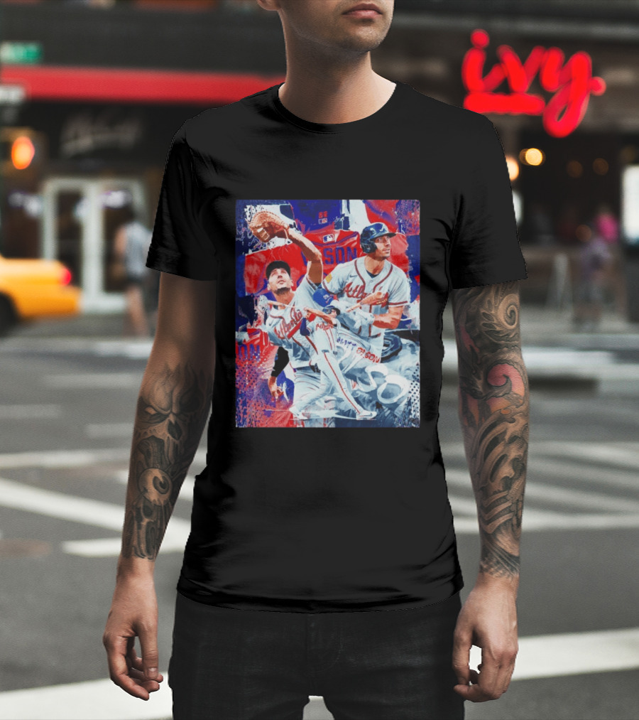 Matt Olson Atlanta Braves Baseball Action Collage T-Shirt