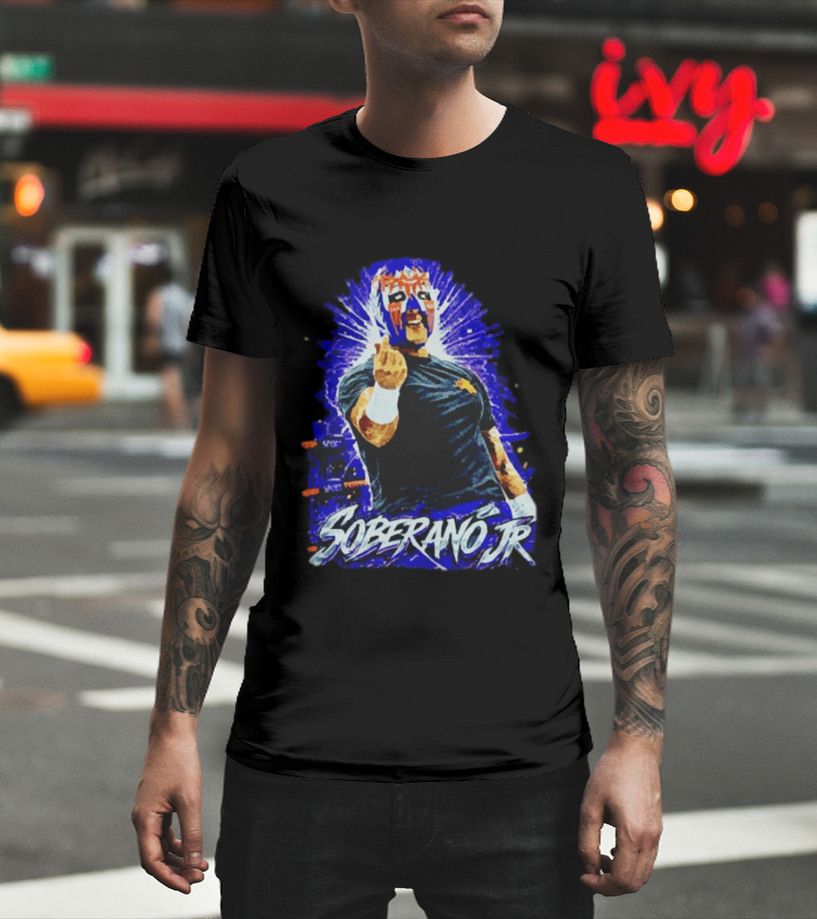 Soberano Jr Mexican Luchador Mask And Pose T-Shirt