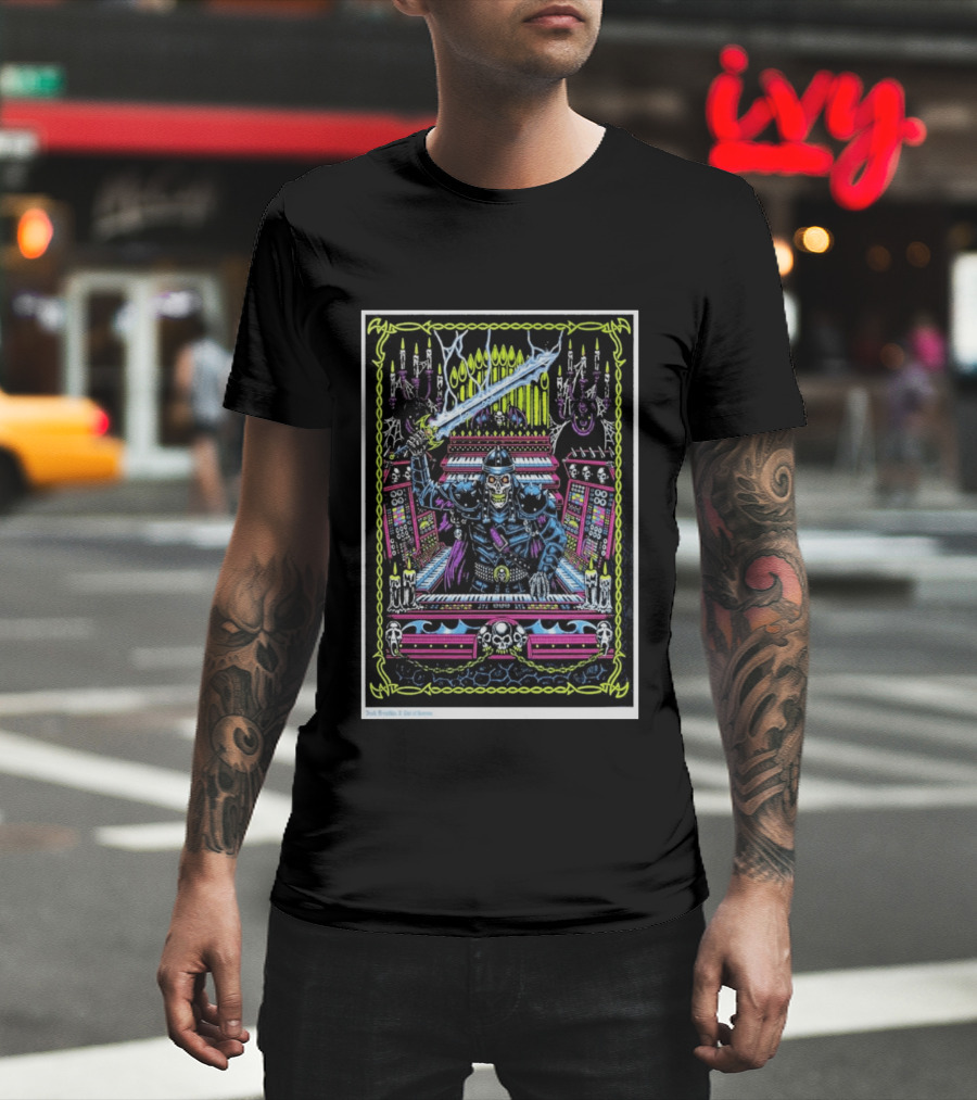 Out Of Season Skeleton Warrior Organist T-Shirt