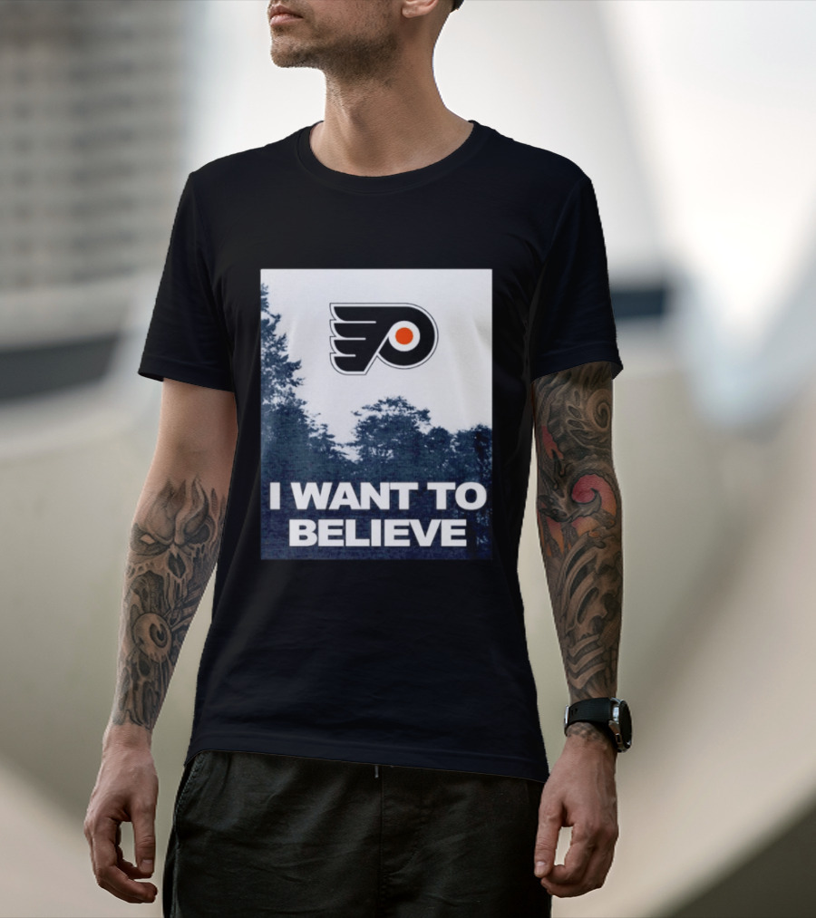 Philadelphia Flyers I Want To Believe UFO Hockey T-Shirt